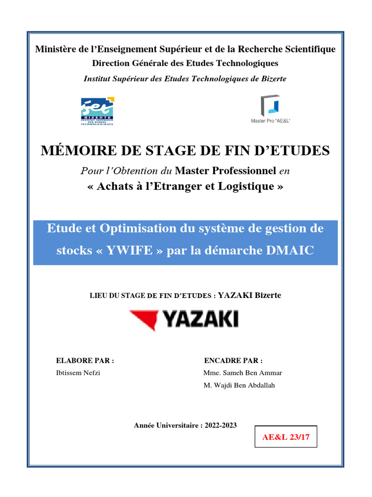 Optimisation des stocks chez Yazaki Bizerte | PDF | Économie d'échelle ...