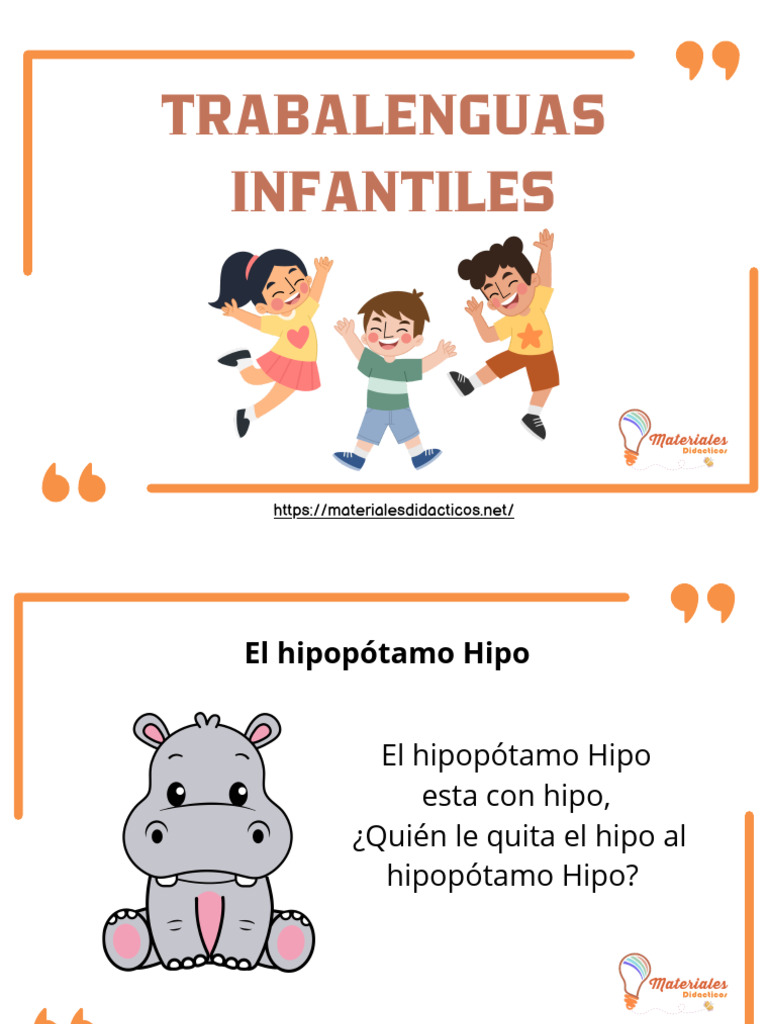 Trabalenguas Cortos para Ninos para Imprimir | Descargar gratis PDF | Lingüística | Idiomas
