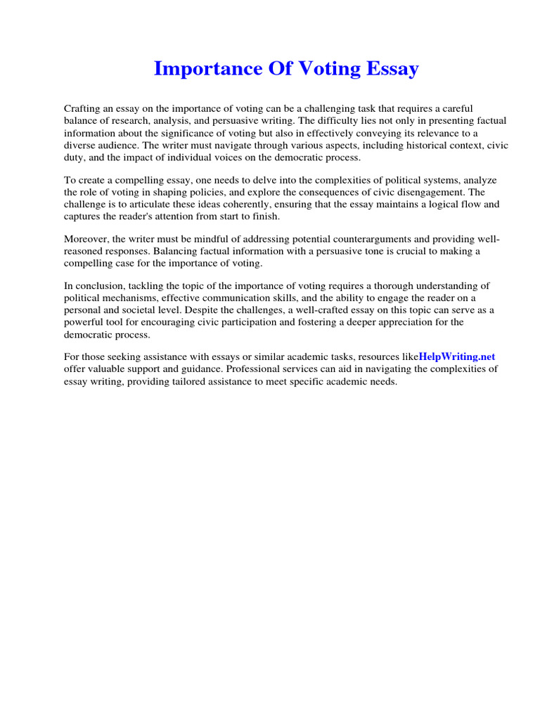 Importance of Voting Essay Guide | PDF | Bbc | Romeo And Juliet