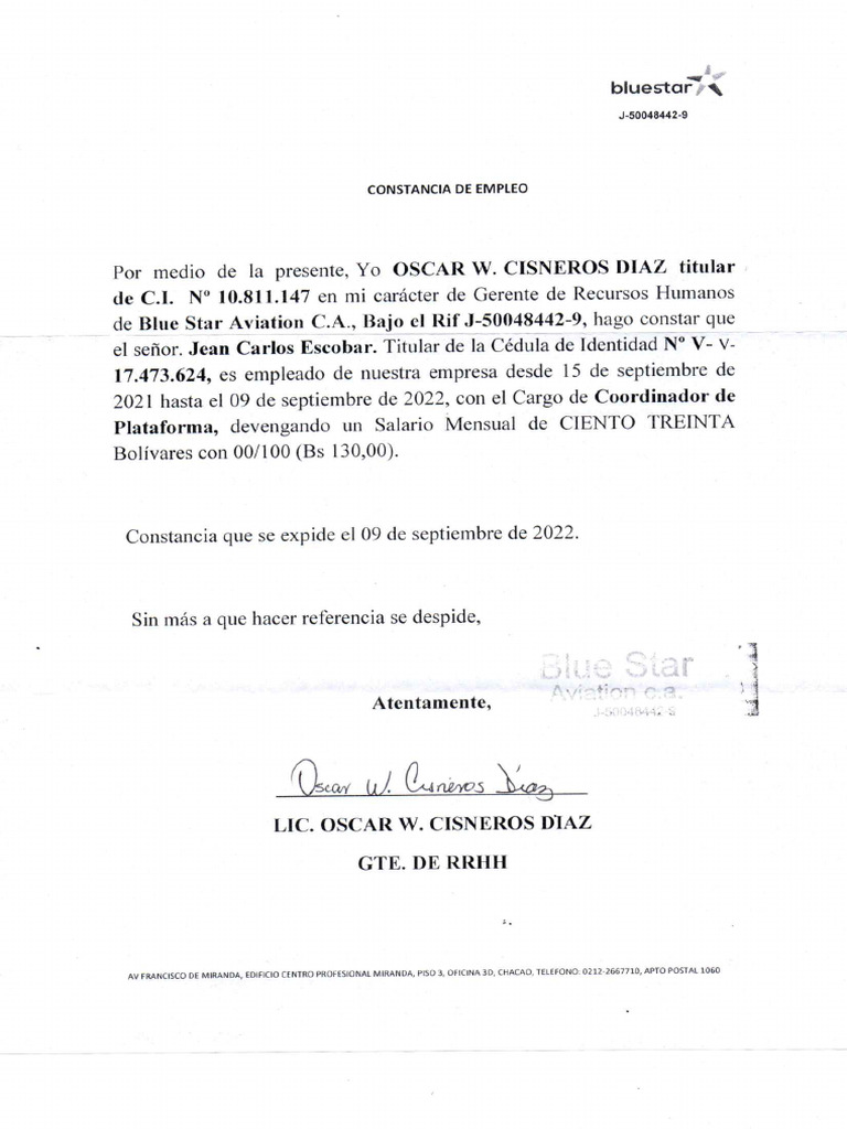 Carta Blue Star | PDF