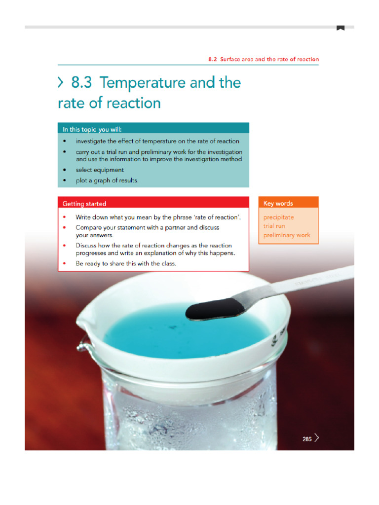 8.3 Temperature and The Rate of Reaction | PDF