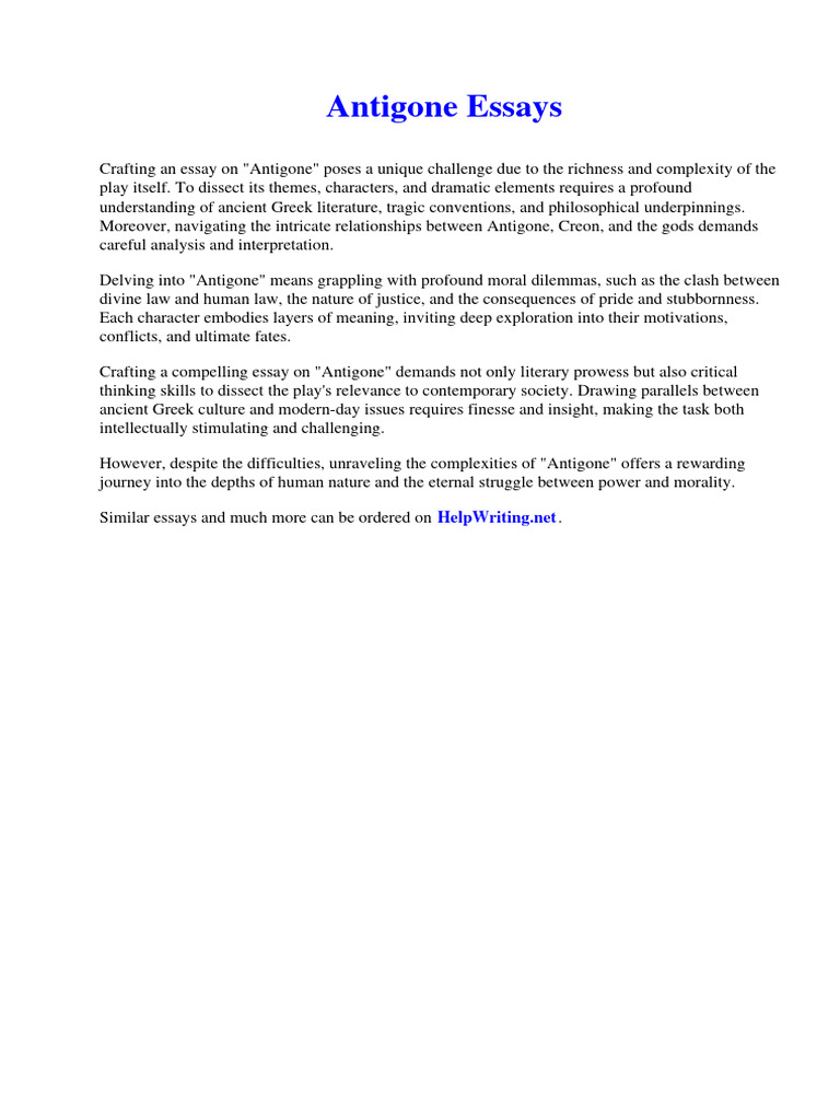 Antigone Essays | PDF