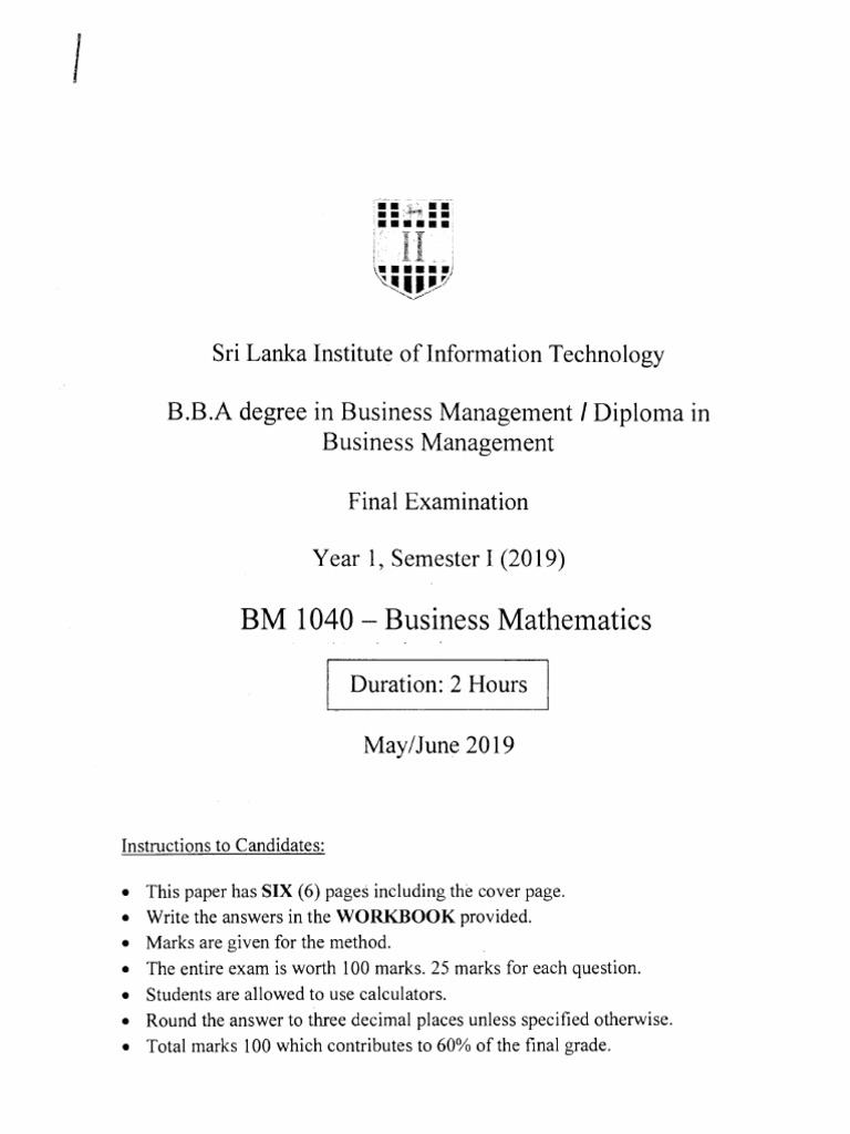 BM 1040 - Business Mathematics | PDF | Demand | Compound Interest