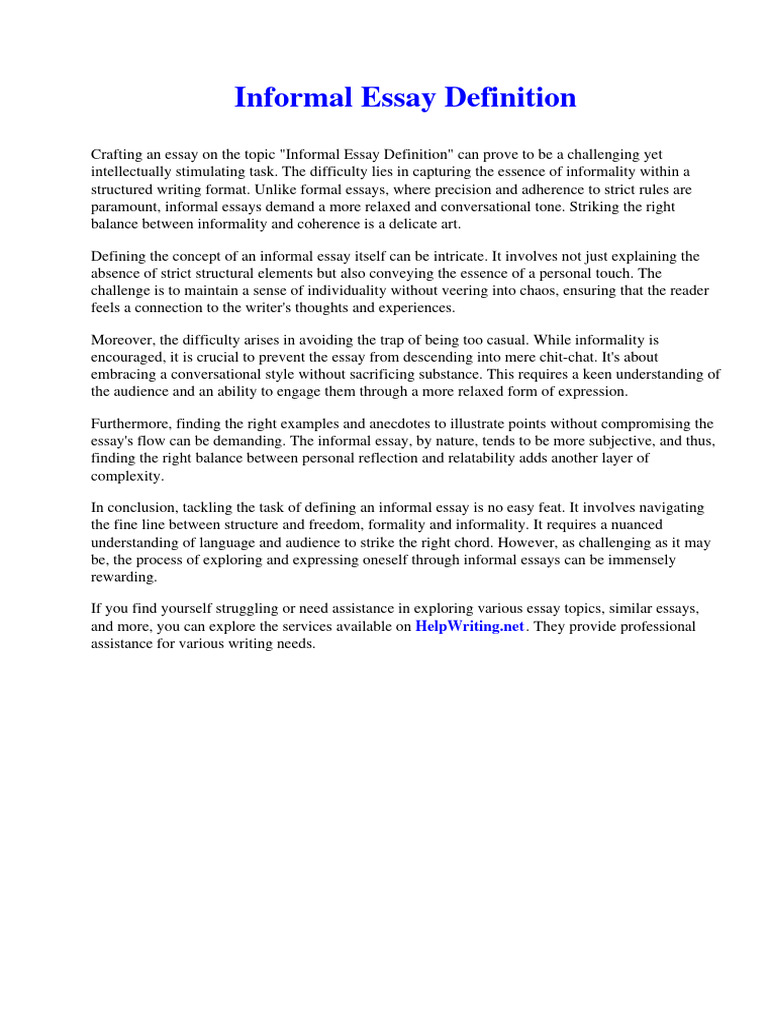 Informal Essay Definition | Download Free PDF | Essays