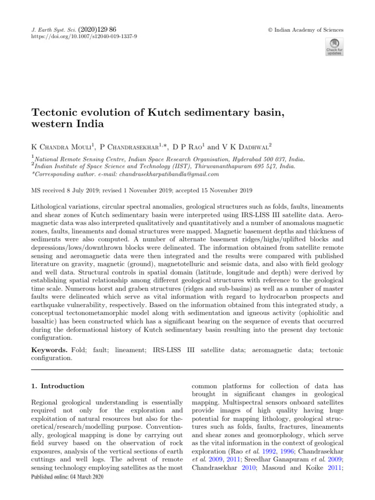 Tectonic Evolution of Kutch Sedimentary Basin, Western India | PDF ...