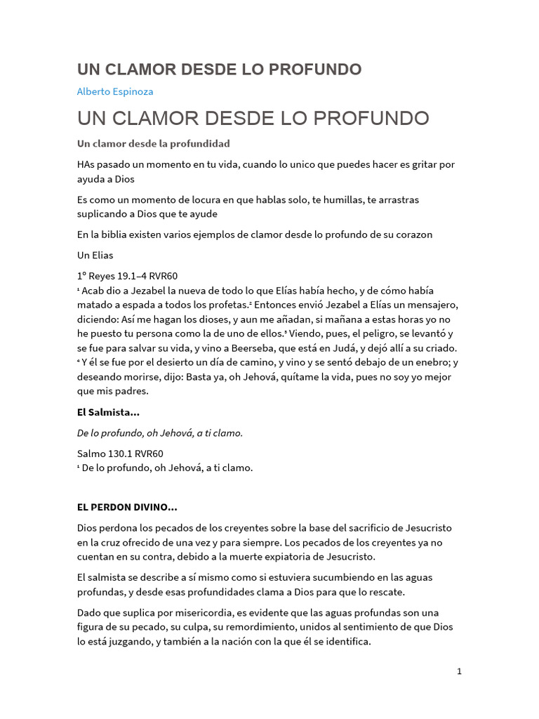 06 Un Clamor Desde Lo Profundo | PDF | Pecado | Perdón