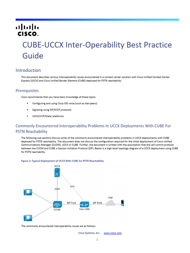 CUBE-UCCX Interoperability Best Practices | PDF | Session Initiation ...