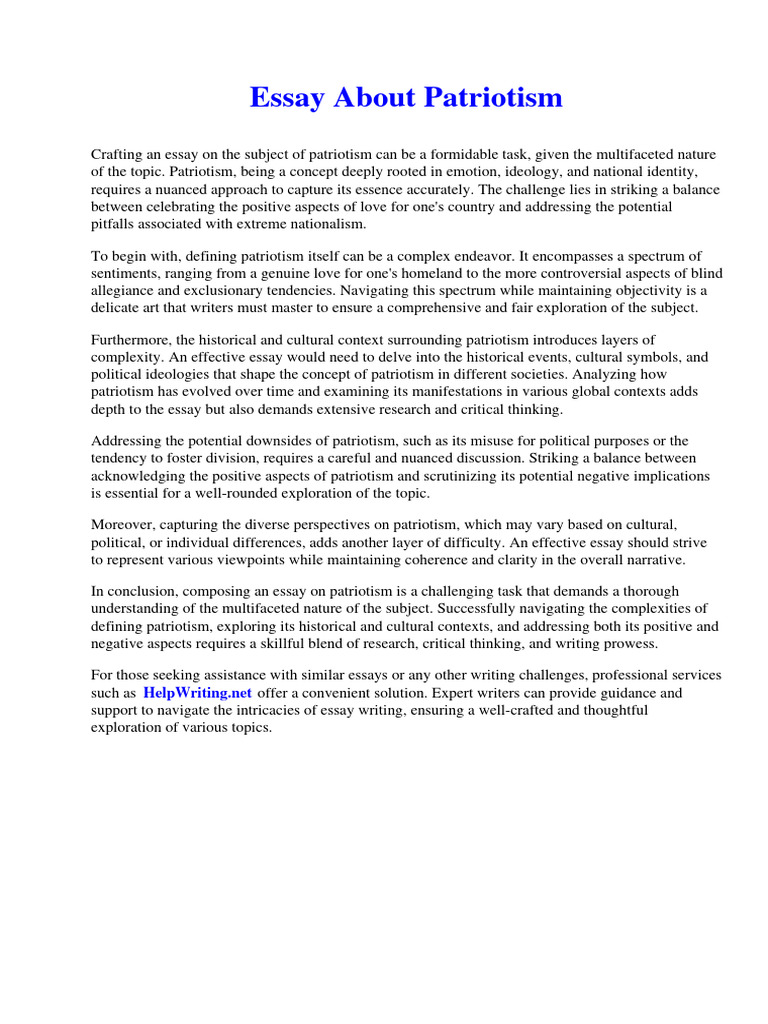 Essay About Patriotism | PDF | Social Media | Popular Culture & Media ...