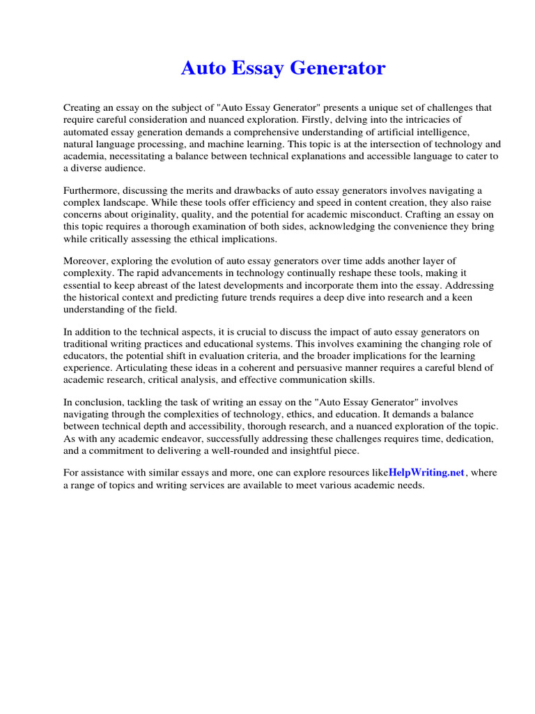 Auto Essay Generator | PDF | Psychoanalysis | Psychotherapy