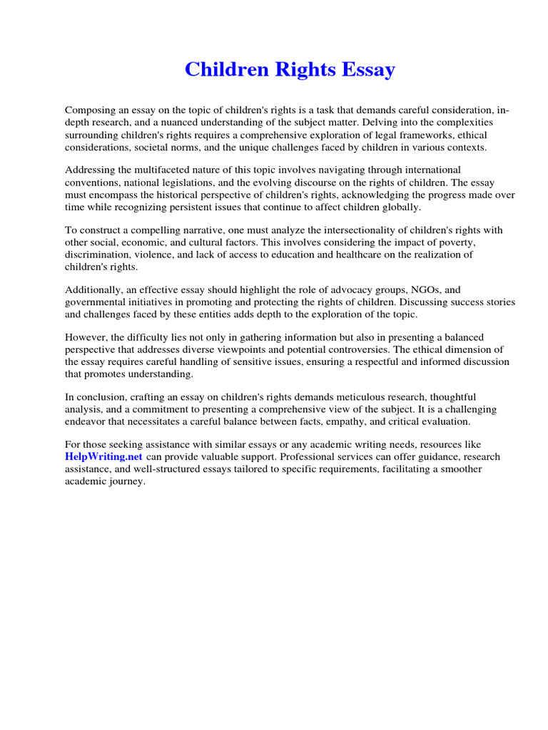 Children Rights Essay | PDF | Imperialism | Grazing