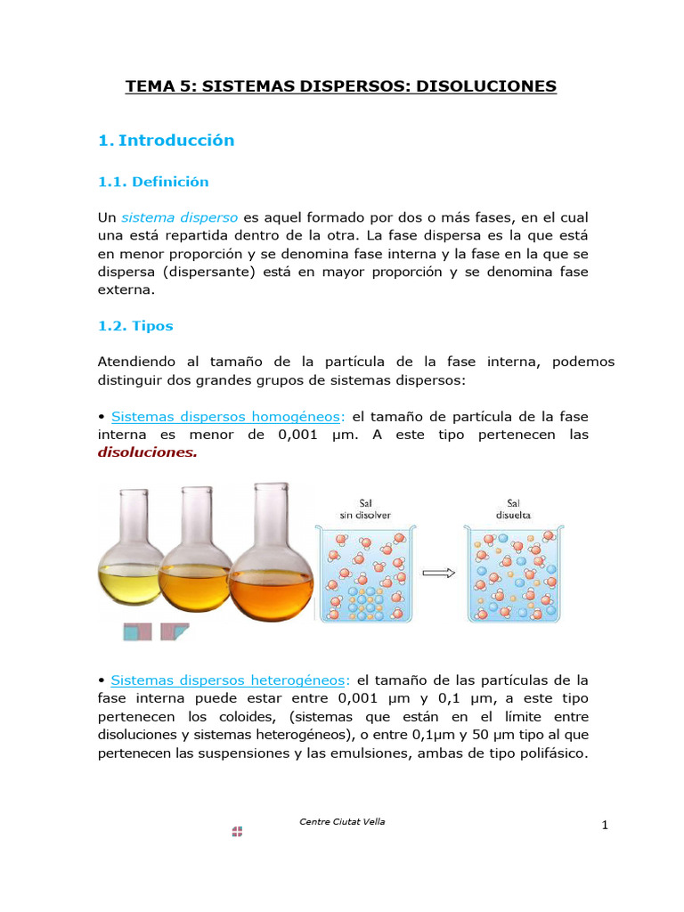Tema 5 FM Sistemas Dispersos. Disoluciones | PDF | Solubilidad | Química