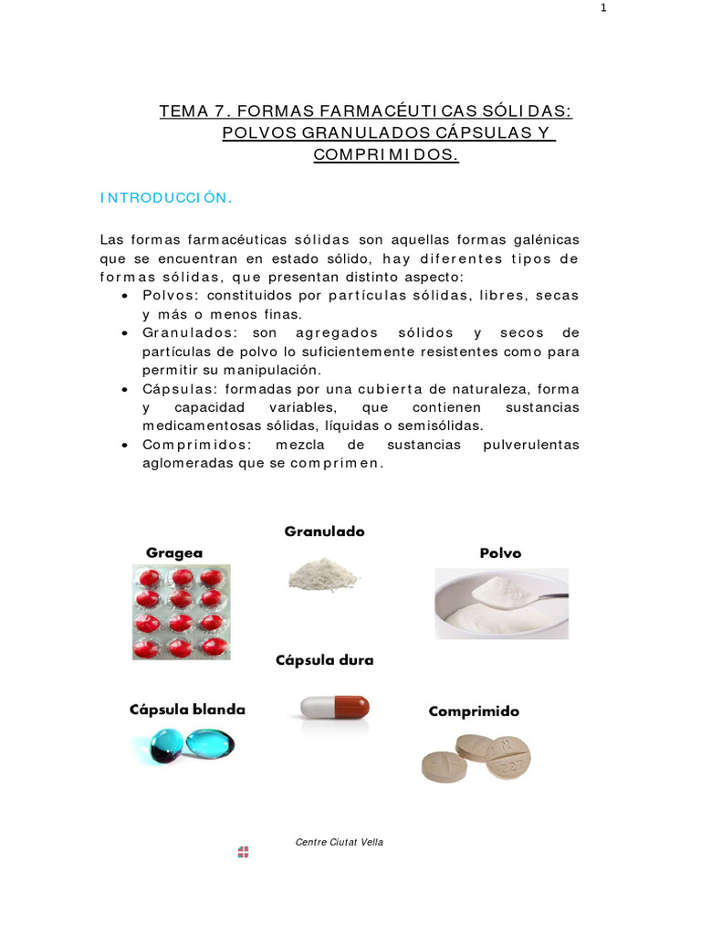 Formas Farmacéuticas Sólidas | PDF | Medicamentos con receta | Tableta ...