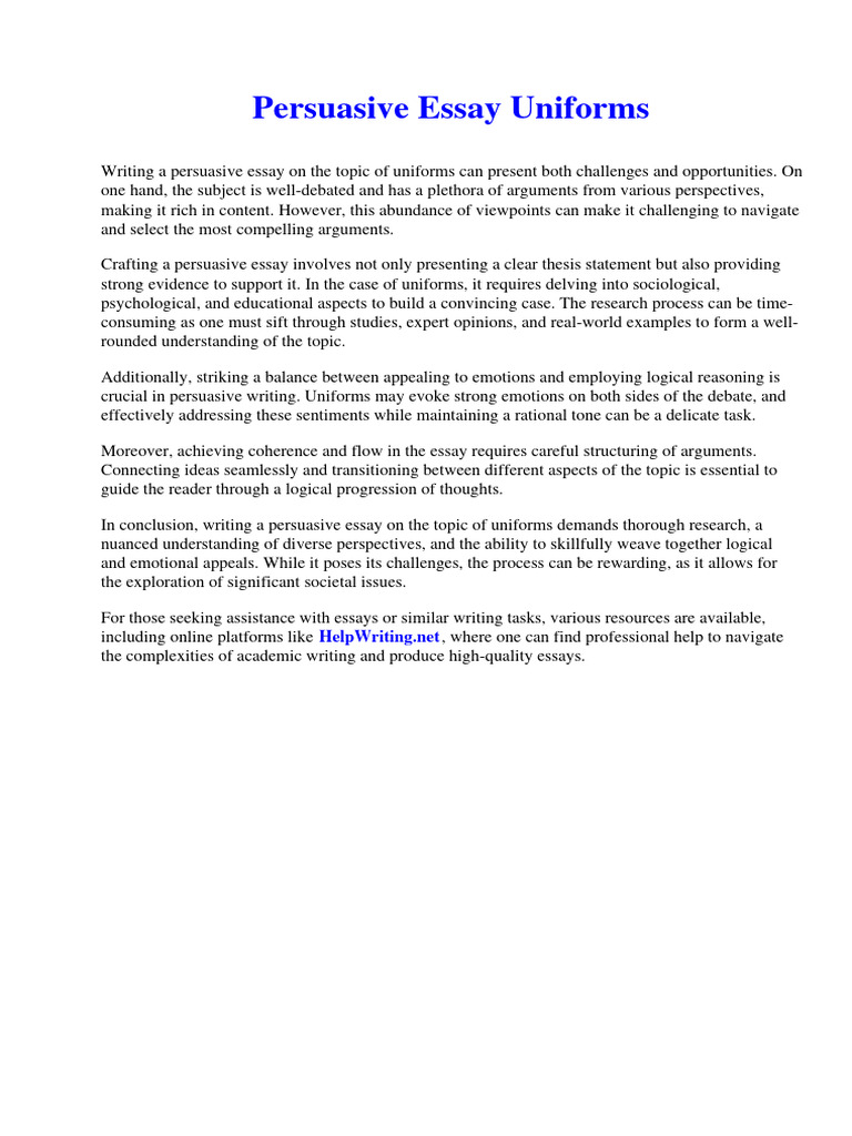 Persuasive Essay Uniforms | PDF | Essays | Ancient Egypt