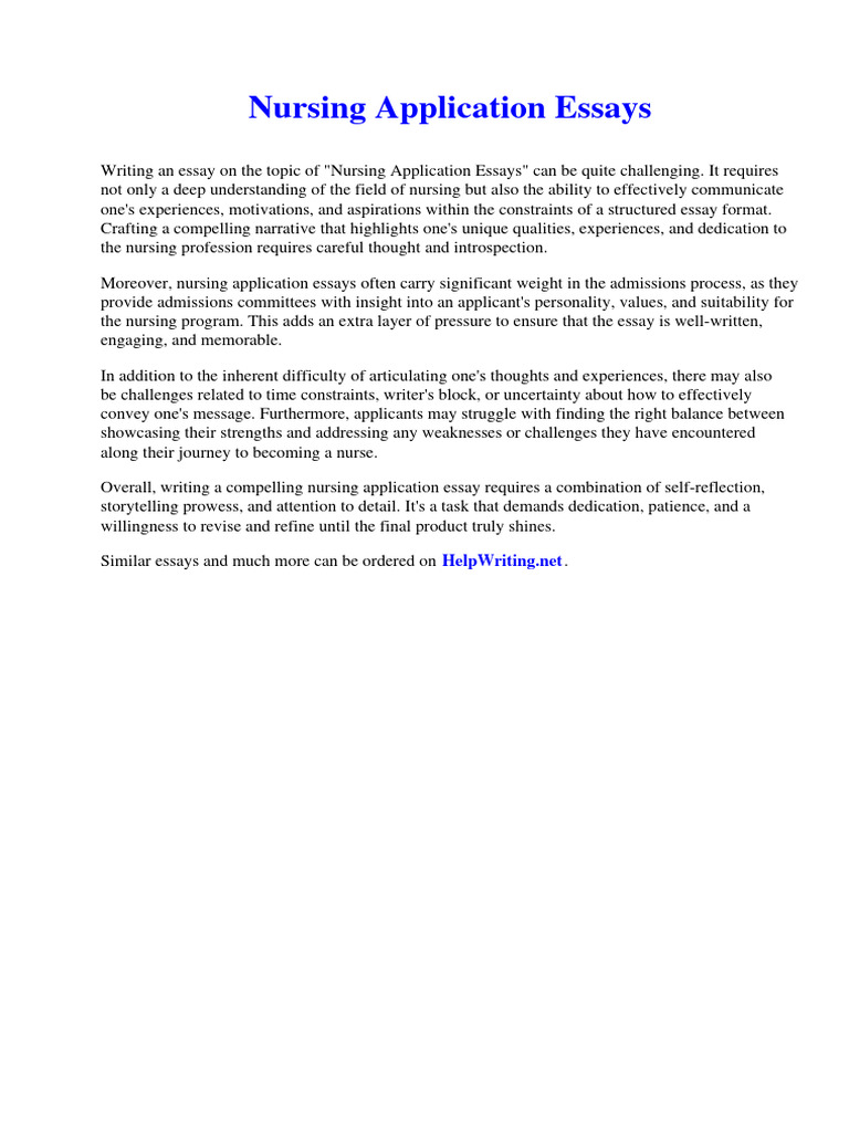 Nursing Application Essays | PDF | Macbeth | To Kill A Mockingbird