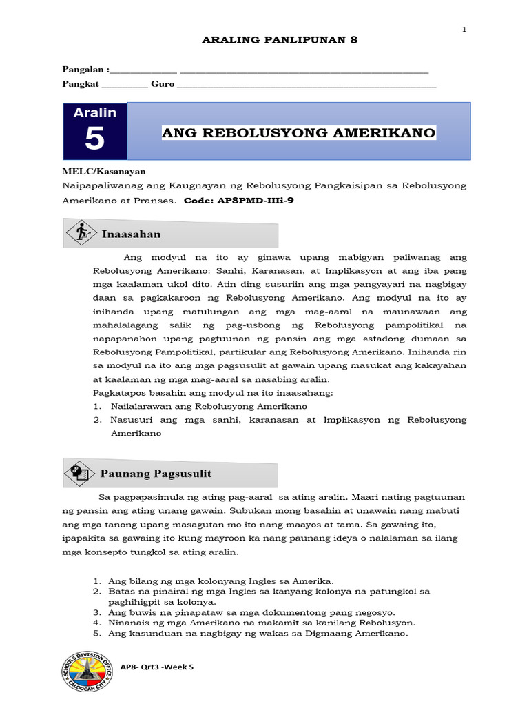 8 AP Qrt3 Week 5 Validated With AS | PDF