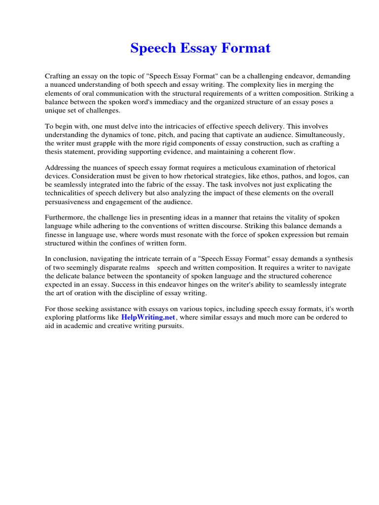 Speech Essay Format | Download Free PDF | Human Communication ...