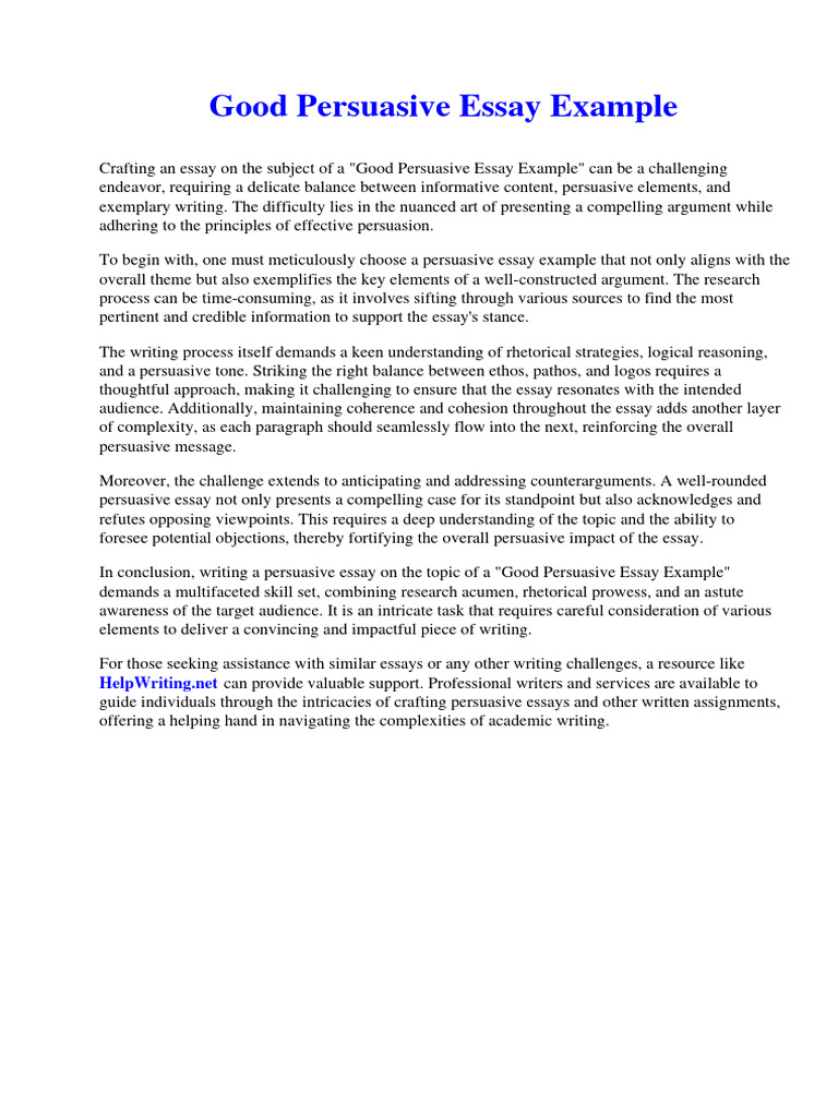 Good Persuasive Essay Example | PDF | Science & Mathematics
