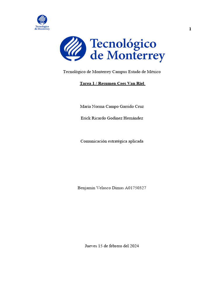 Tarea 1 Resumen Cees Van Riel | PDF | Business | Comportamiento