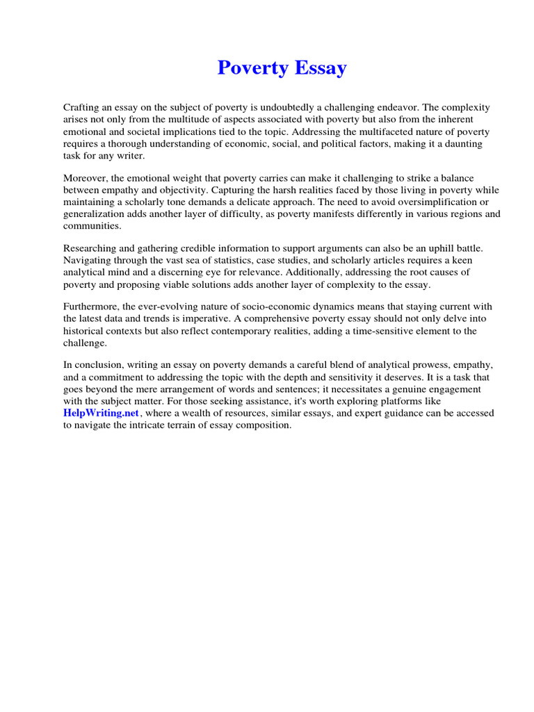 Poverty Essay | PDF | Relapse | Objectivity (Philosophy)