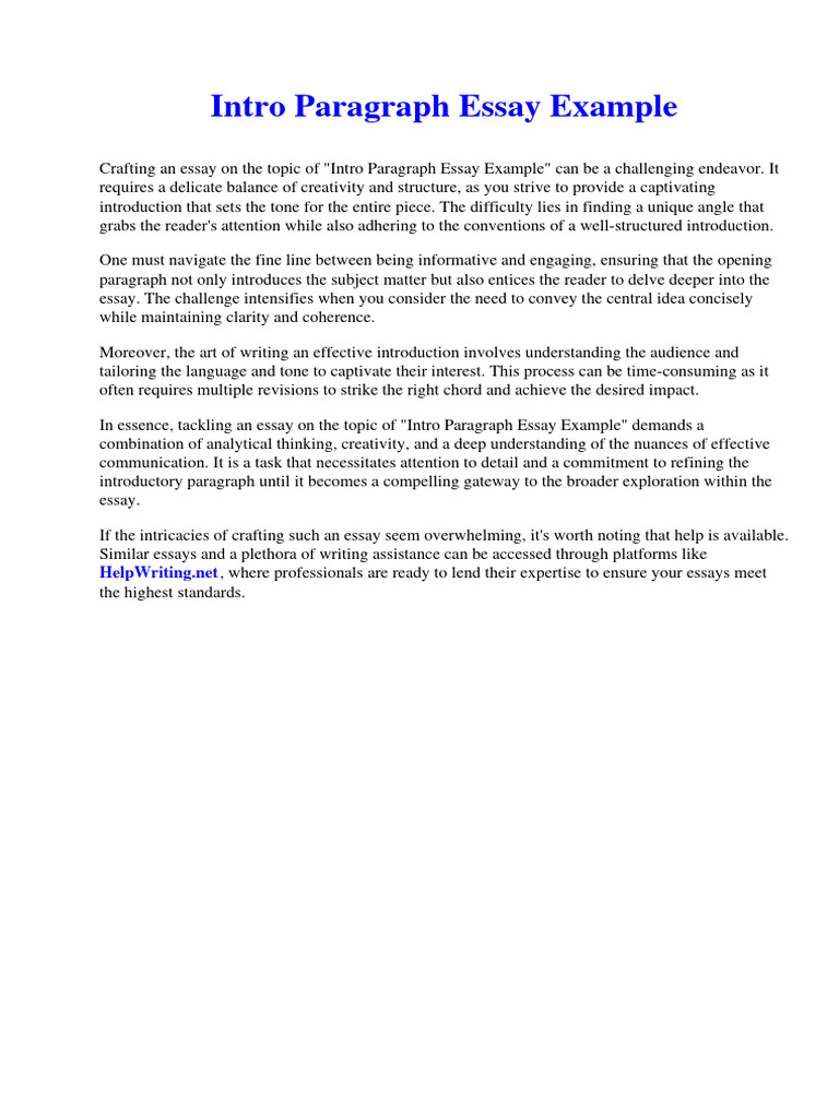 Intro Paragraph Essay Example | PDF | Jesus | Faith