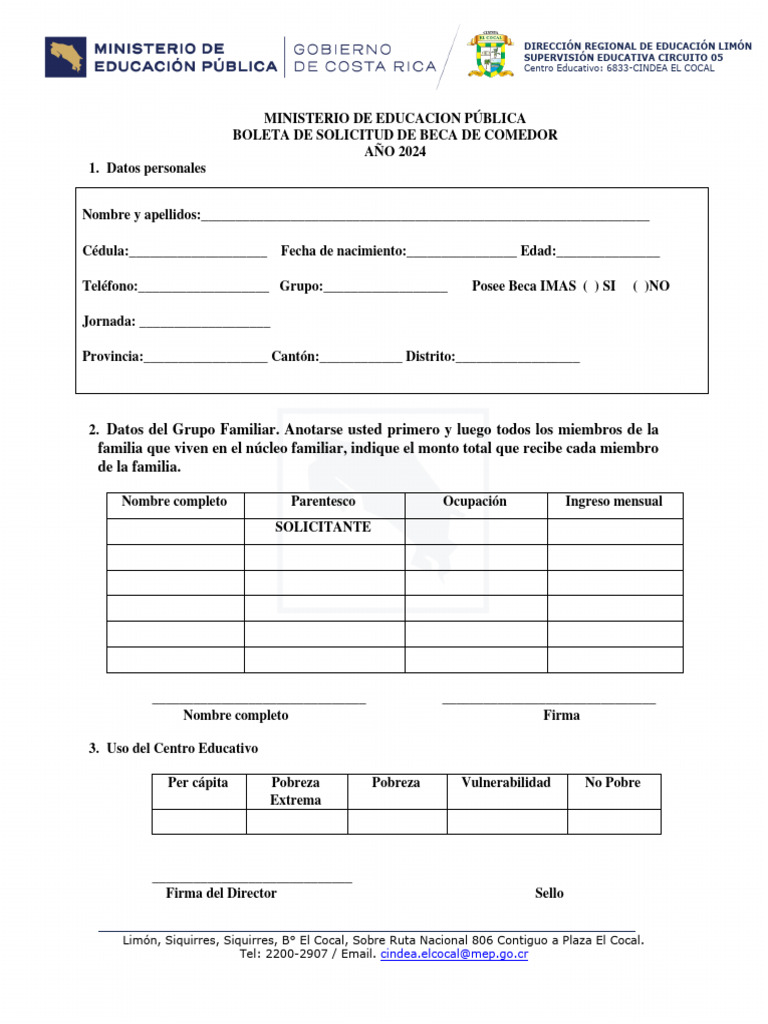 Formulario Comedor | PDF