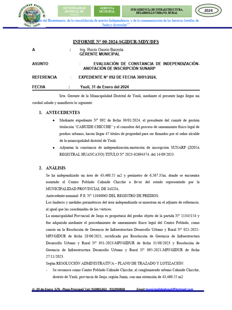 Informe # Titulos de Propiedad | PDF