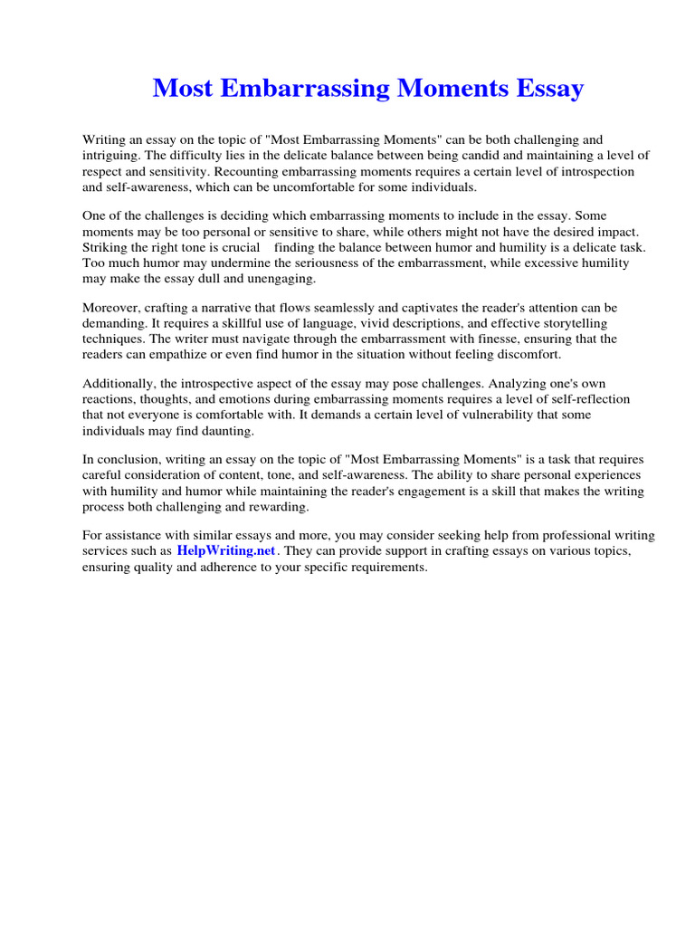 Most Embarrassing Moments Essay | PDF | The Prince | Internet Of Things