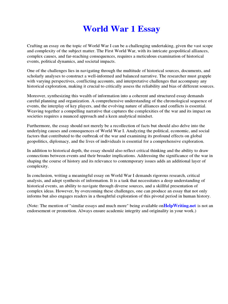 World War 1 Essay | PDF | Essays | Green Knight