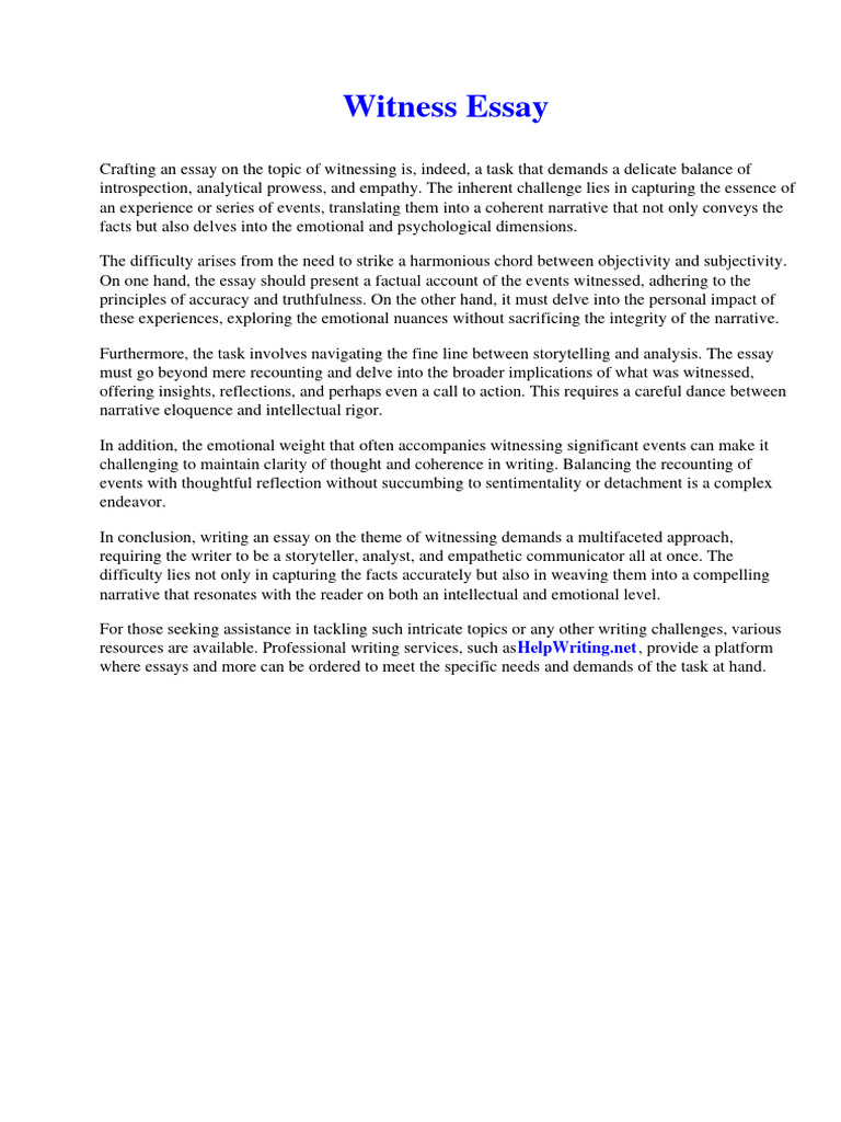 Witness Essay | PDF | Characters In Romeo And Juliet | Essays