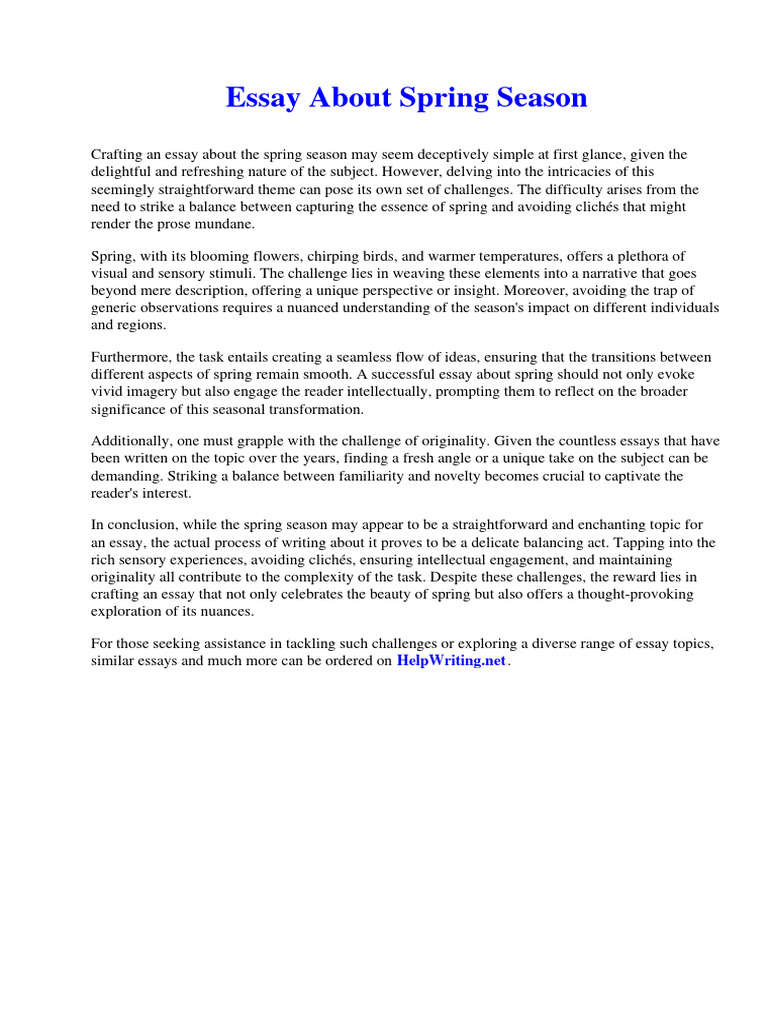 Essay About Spring Season | PDF | Essays | God