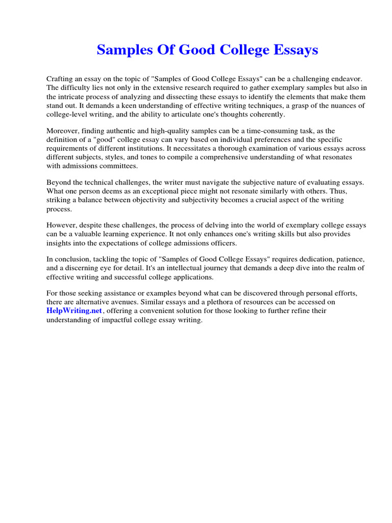 Good College Essay Samples Guide | PDF | Fannie Mae | Freddie Mac