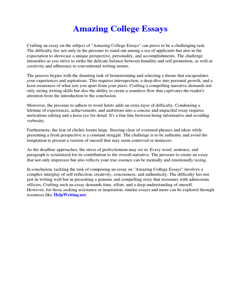 Amazing College Essays | PDF | Stuttering | Creationism