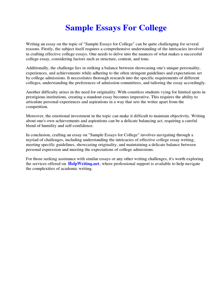 Sample Essays For College | PDF | Telescopic Sight