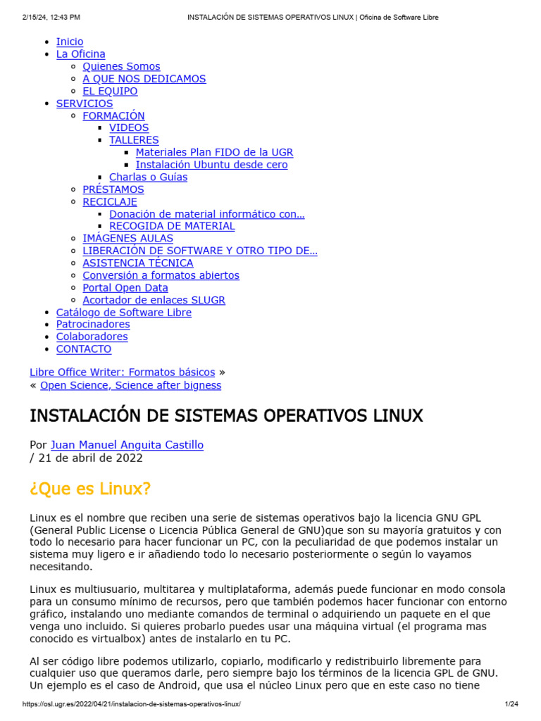 Guía de Instalación de Linux Ubuntu | PDF | Distribución de Linux | Arranque