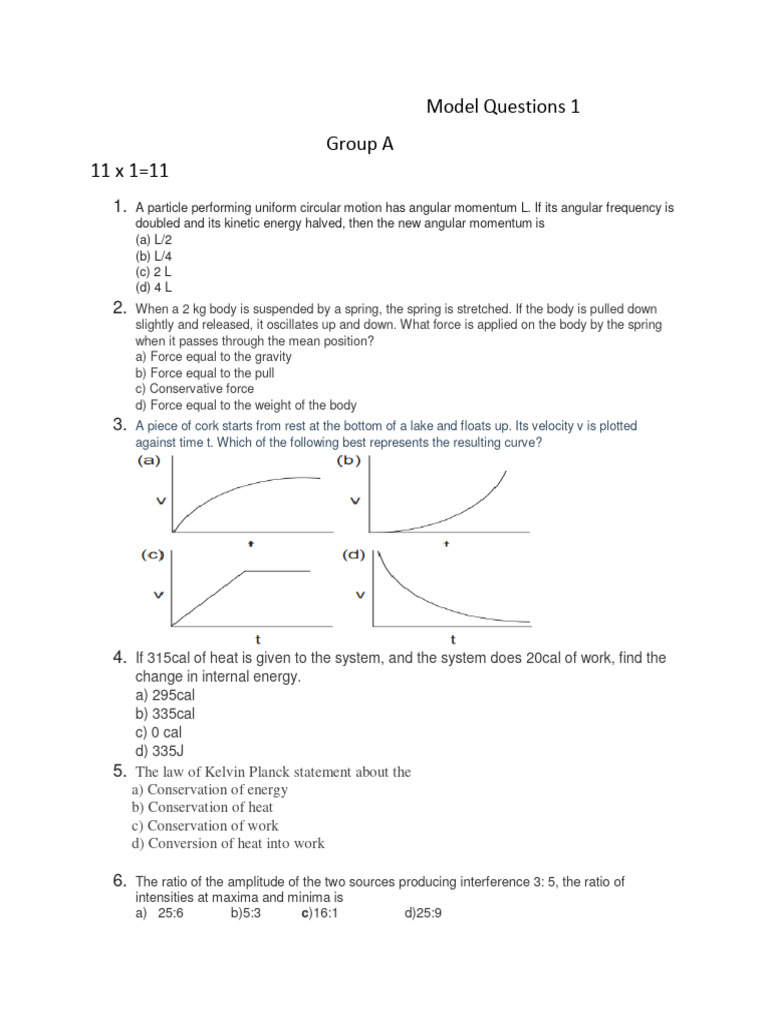Physics Model Questions for Exam Preparation | PDF | Electron | Inductor