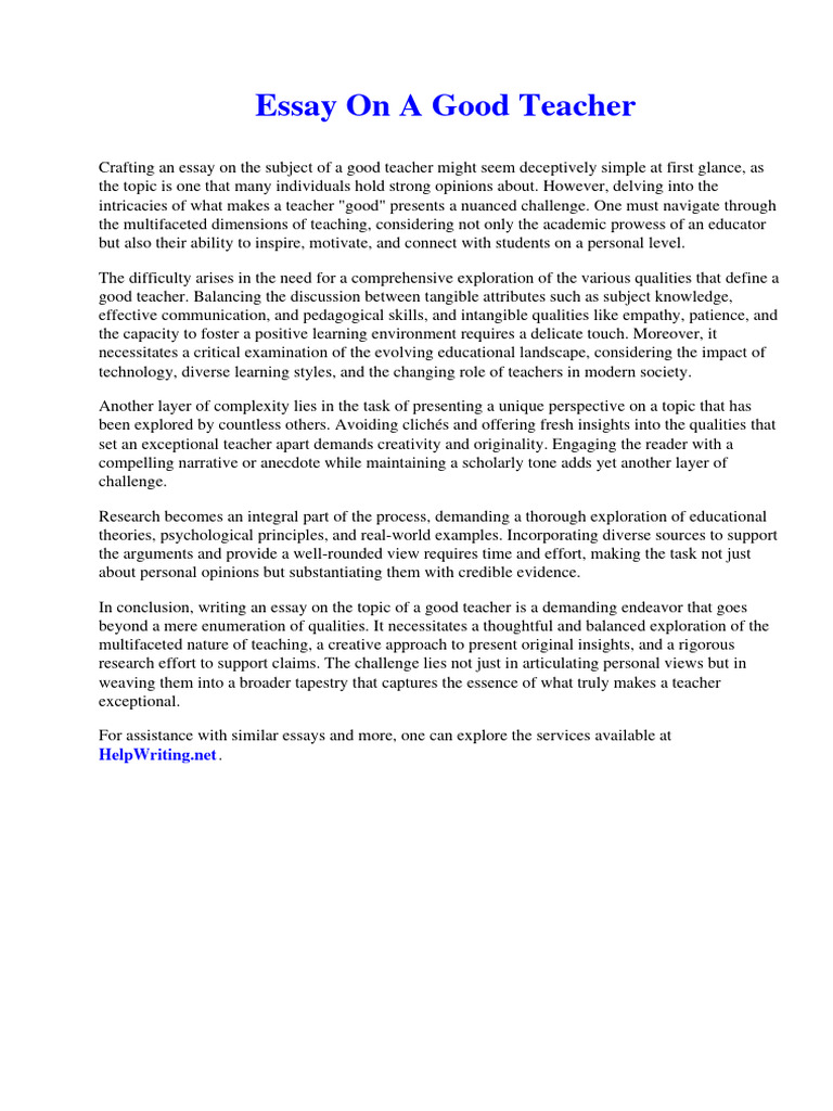 Essay On A Good Teacher | PDF | Alice (Alice's Adventures In Wonderland ...
