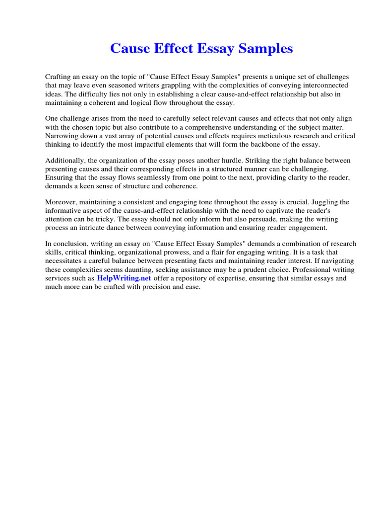 Cause Effect Essay Samples | PDF | Asthma | Natural Gas