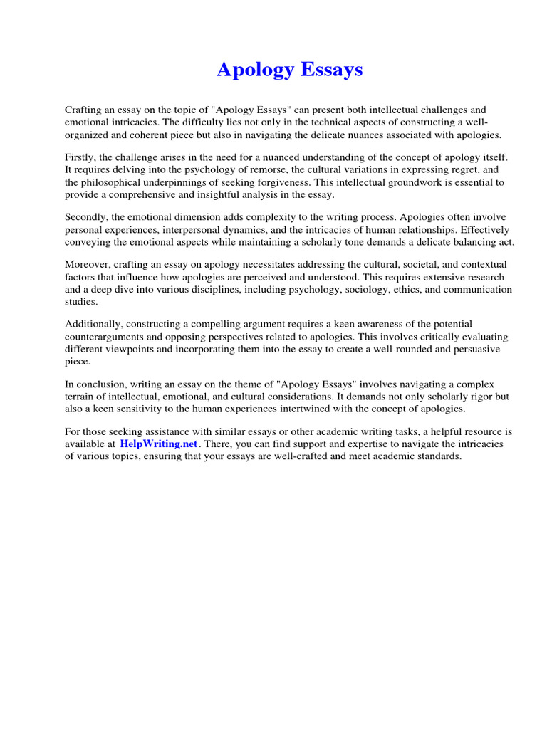 Apology Essays | PDF | Maya Angelou | Psychology