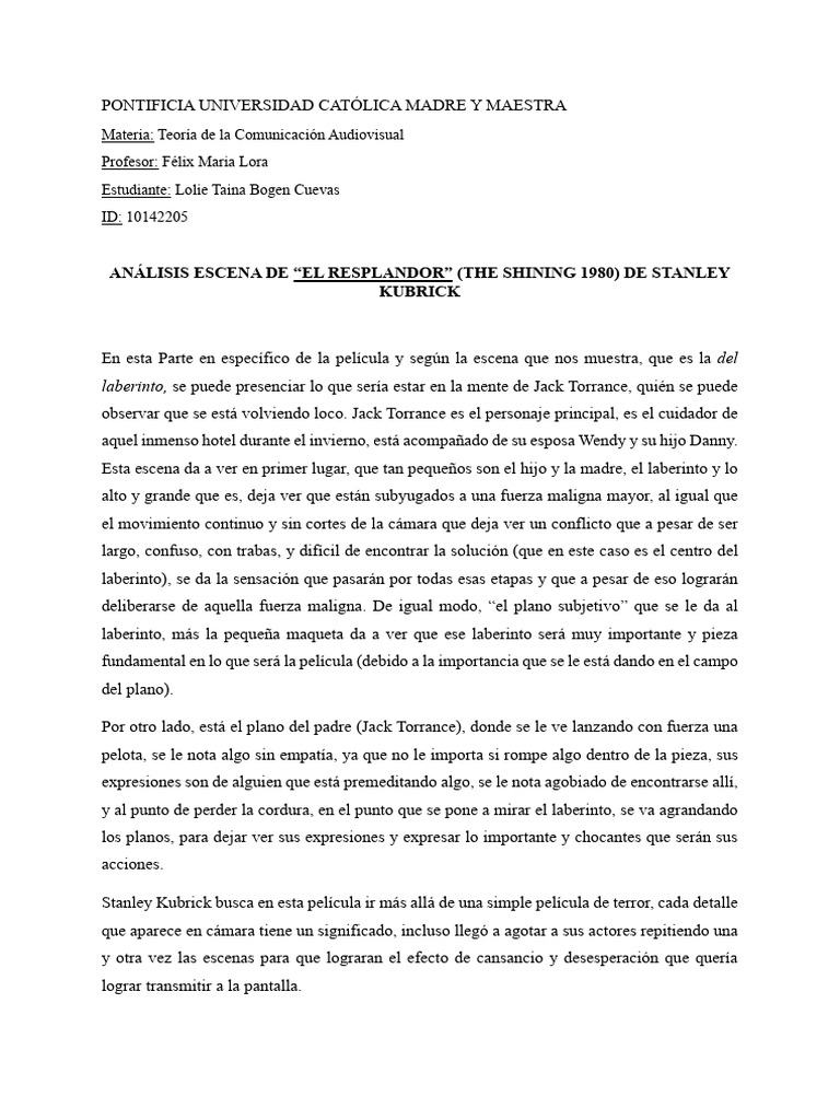 Análisis del Laberinto en "El Resplandor" | PDF