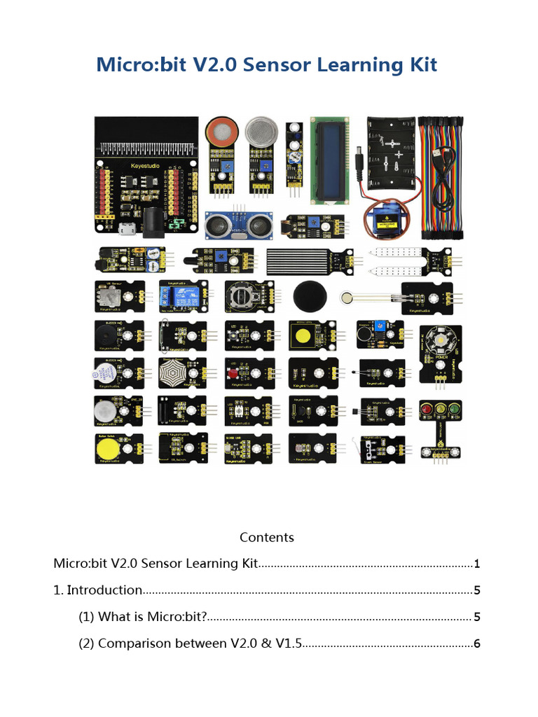 KS0361 (KS0365) Microbit V2.0 Sensor Learning Kit | PDF | Compass | Accelerometer