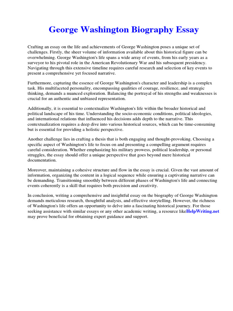 George Washington Biography Essay | PDF | United States Marine Corps ...