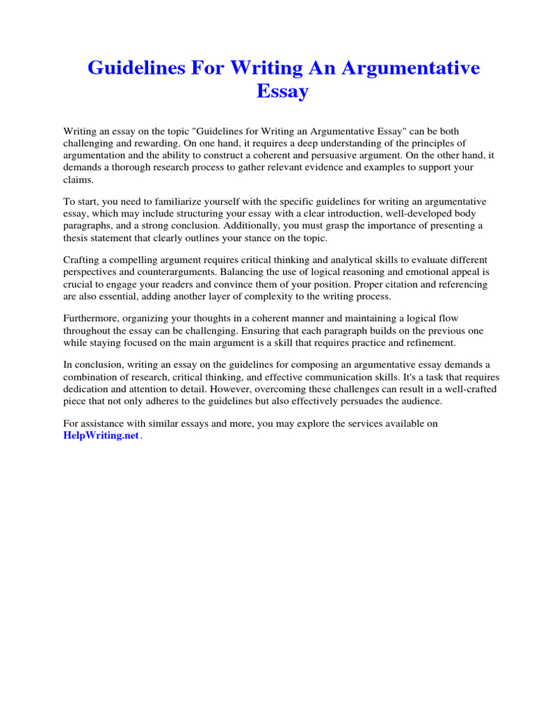 Guidelines For Writing An Argumentative Essay | PDF | Essays | Autism ...