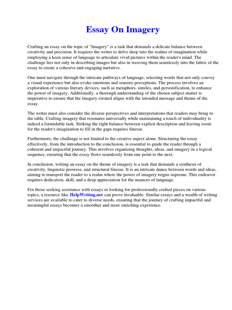 Essay On Imagery | PDF | Essays | Imagination