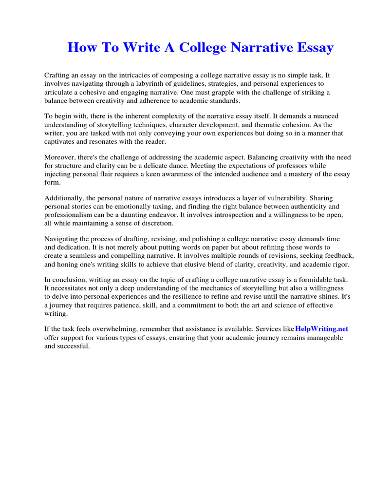 How To Write A College Narrative Essay | PDF | Jealousy | Essays