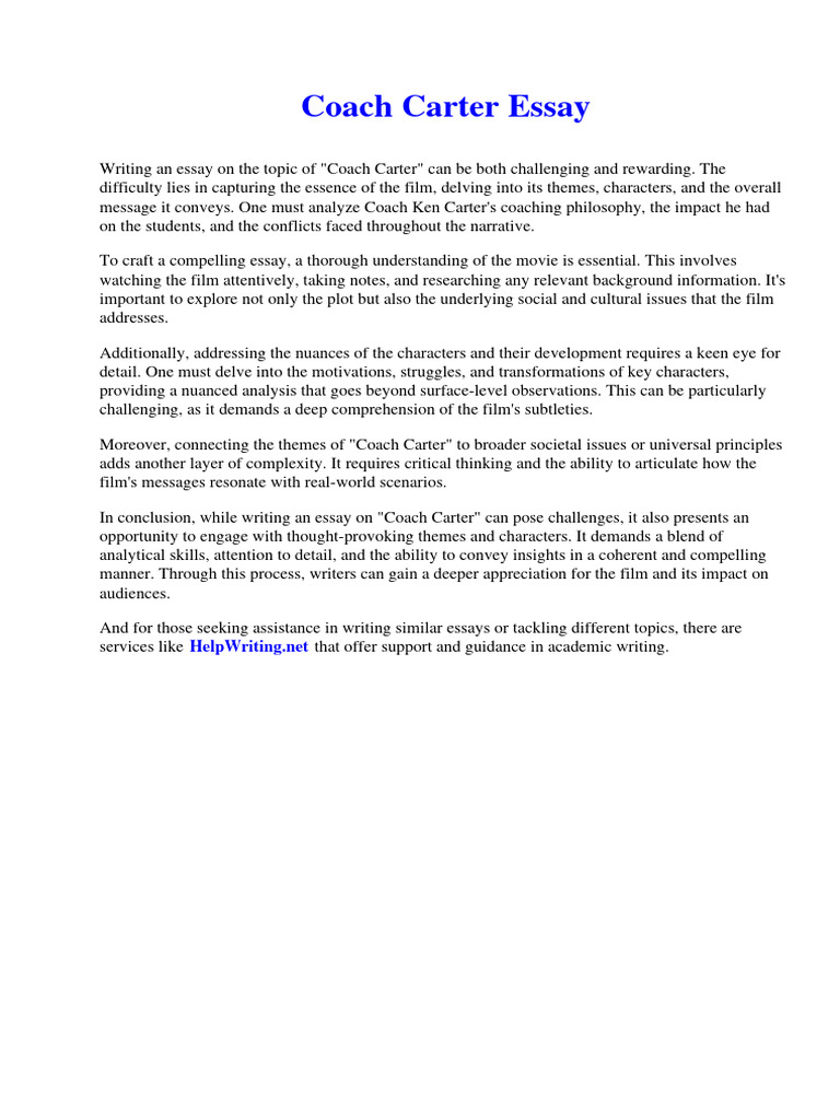 Coach Carter Essay | PDF | Depreciation | Net Present Value