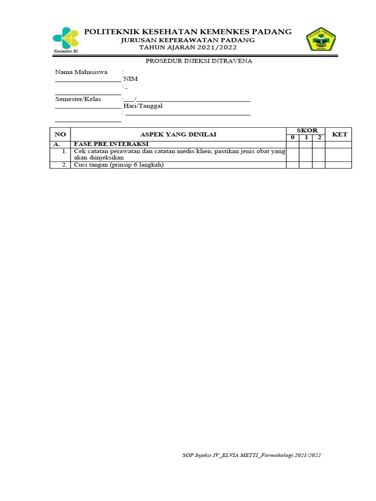 SOP Injeksi IV | PDF