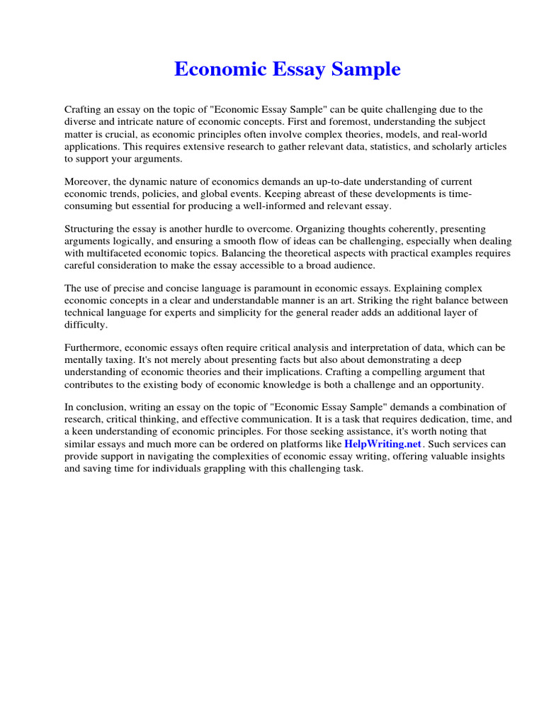 Economic Essay Sample | PDF