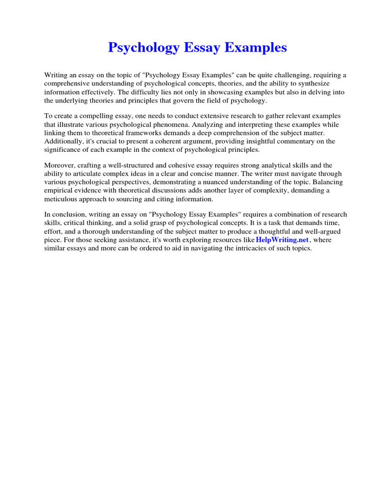 Psychology Essay Examples | PDF | Bipolar Disorder | Mental Disorder