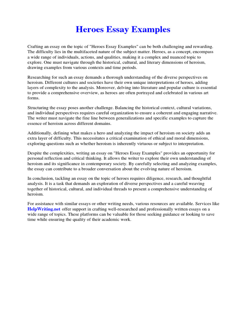Heroes Essay Examples | PDF | Biodiversity | Essays
