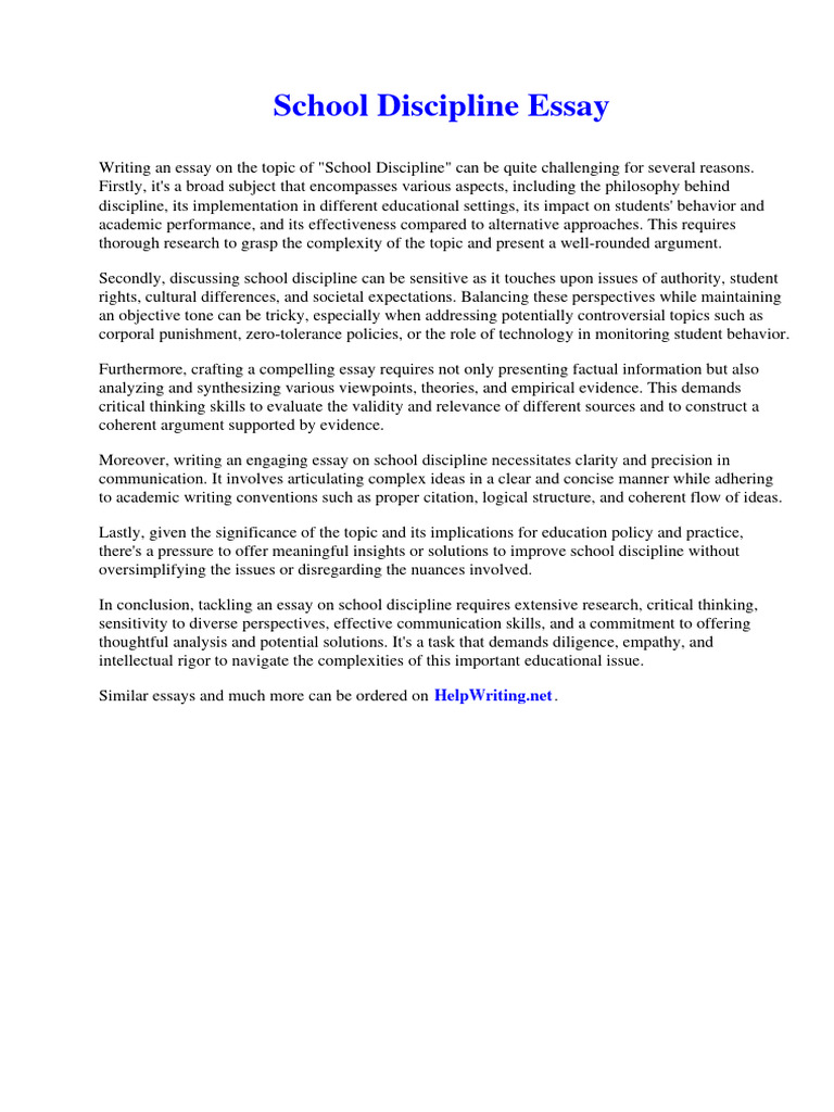 School Discipline Essay | PDF | Survey Methodology | Critical Thinking